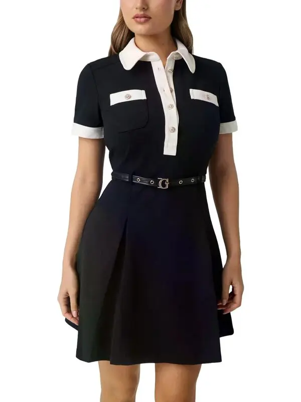 Guess Claudie Belted Polo Mini Dress - Black
