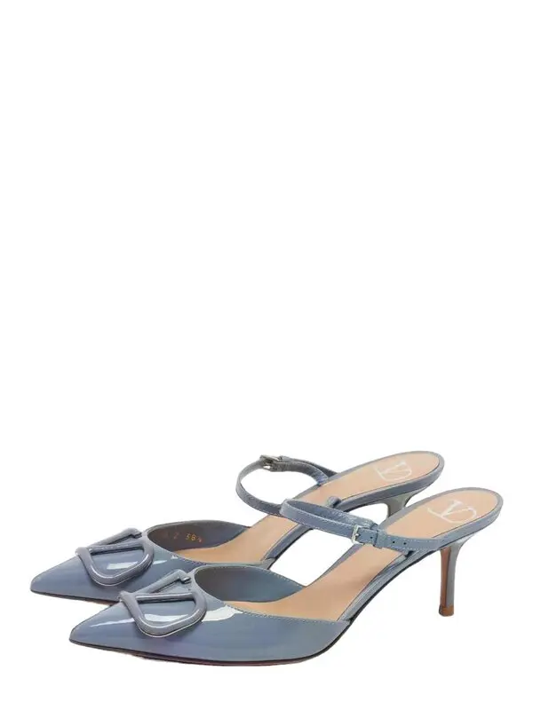 Valentino Garavani Vlogo Patent Leather Pumps - Blue