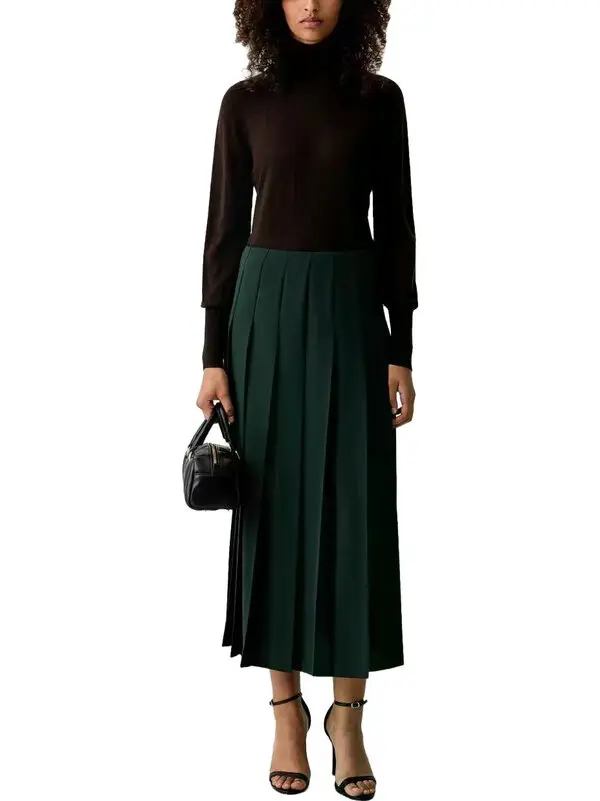 Luisa Spagnoli Festone Side-slit Pleated Maxi Skirt - Green
