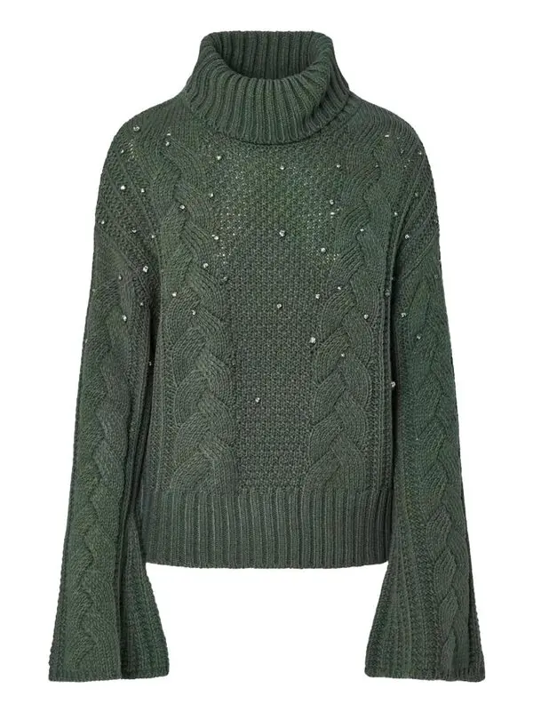 Liu Jo Rhinestone-embellished Cable-knit Sweater - Green