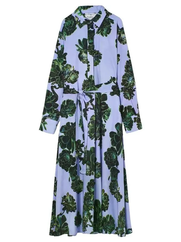 PSOPHIA Aeonium Floral-print Belted Maxi Dress - Blue