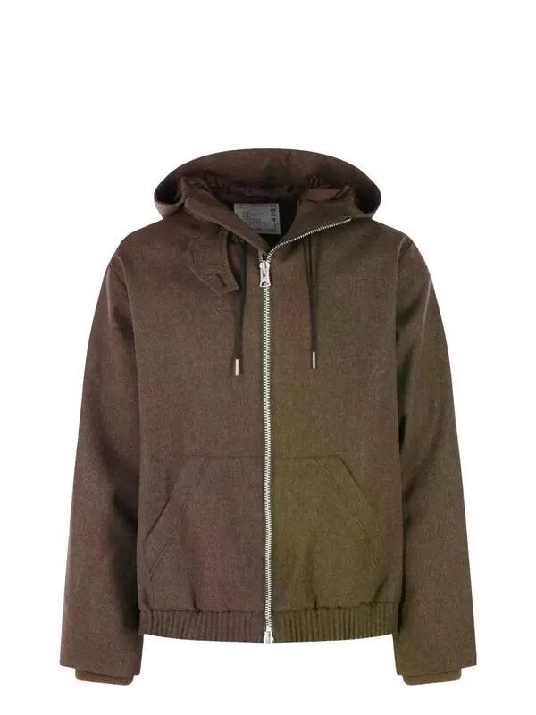 Sacai Hooded Zip-up Jacket - Brown