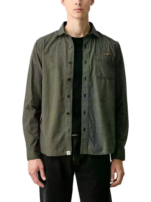 AERONAUTICA MILITARE Gingham Logo-embroidered Shirt - Green