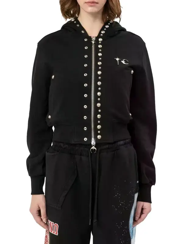 THUG CLUB Tc Studded Cropped Hoodie - Black