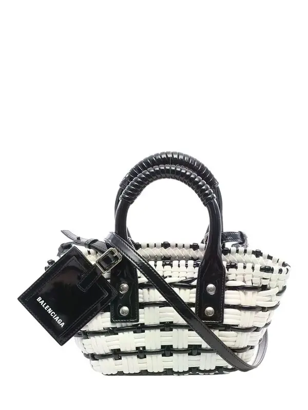 Balenciaga 2020-2026 Faux Leather Bistro Basket Bag Xxs Satchel - White
