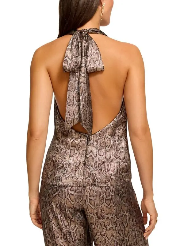 Ramy Brook Ophelia Metallic Halter Top - Metallic Python