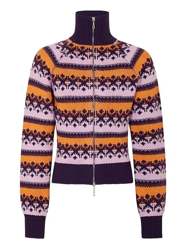 Rabanne Wool Blend Zip Cardigan - Grecque Violet