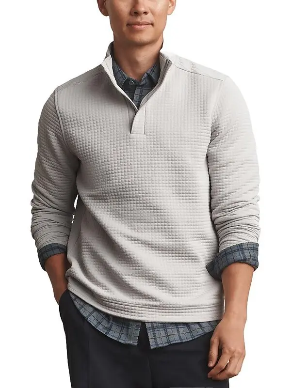 RHONE Landmark Waffle Quarter Zip Sweater - Sleet Gray