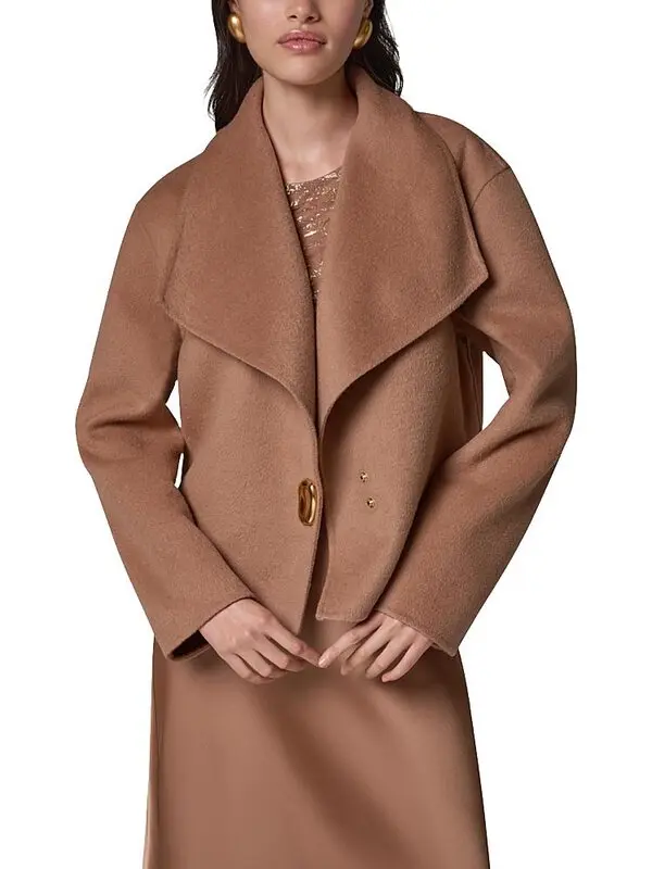 Donna Karan New York Wing Collar Hardware Trim Jacket - Camel