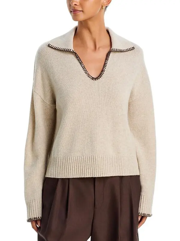 Bella Dahl Wool & Cashmere Contrast Trim Sweater - Chalet