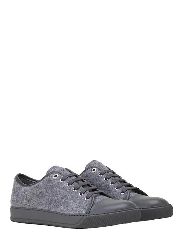 LANVIN Dbb1 Sneakers In Felt And Nappa Leather - Light Grey