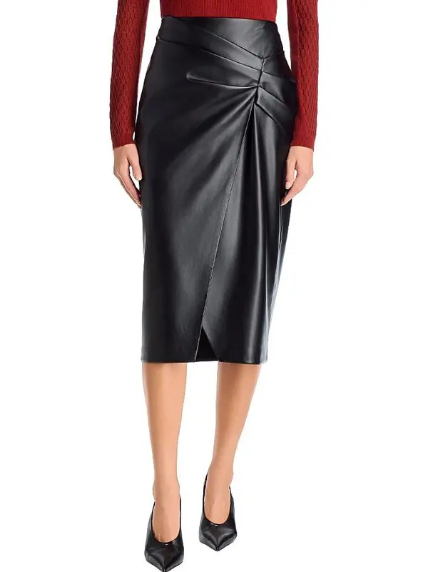 Elie Tahari The Amelia Faux Leather Skirt - Noir