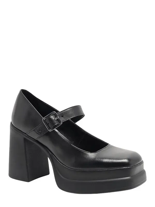 Free People Marais Leather Mary Jane Pumps - Black Leather