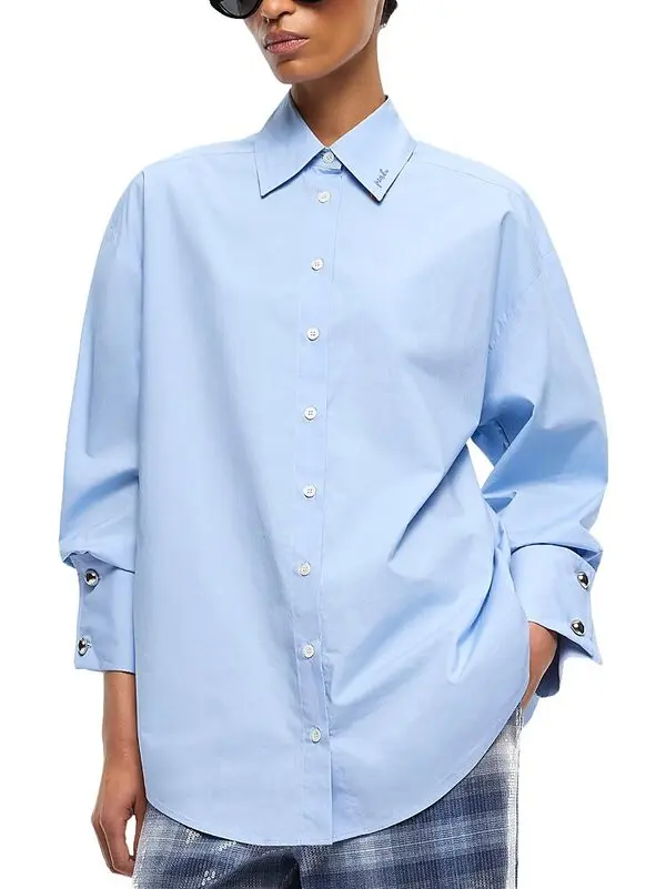 Pinko Clementi Oversized Cotton Shirt - Scenic Blue