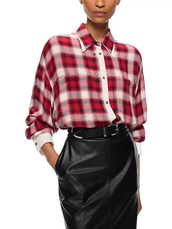 Pinko Clivia Long Sleeve Shirt - Red/black Multi