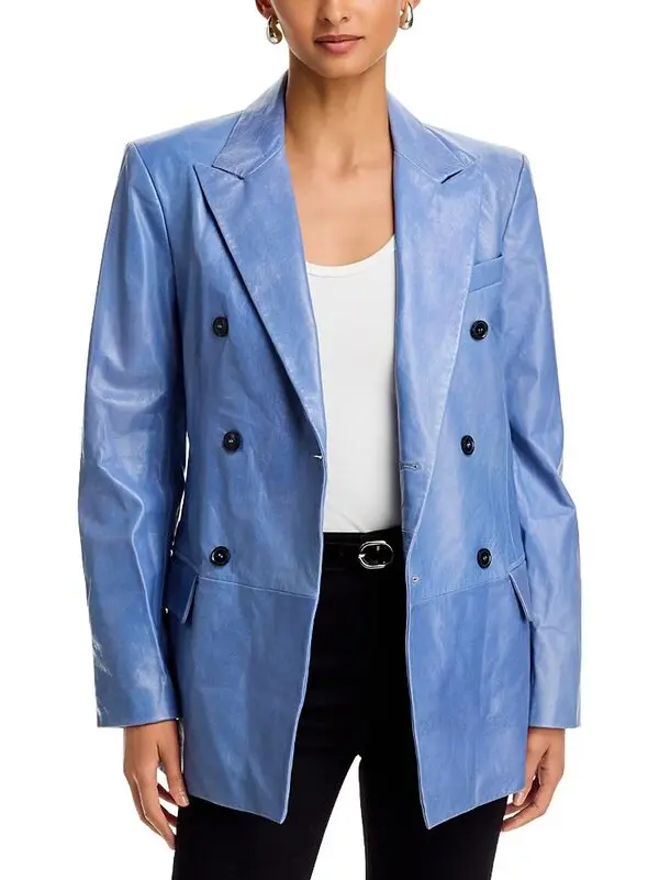 FRAME The Leather Boulevard Blazer - Periwinkle