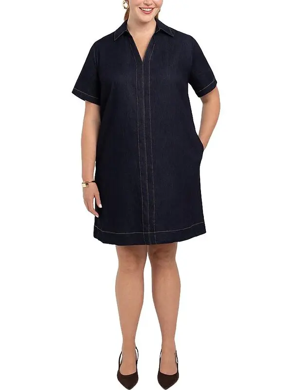ESTELLE Avah Cotton Collared Dress - Indigo