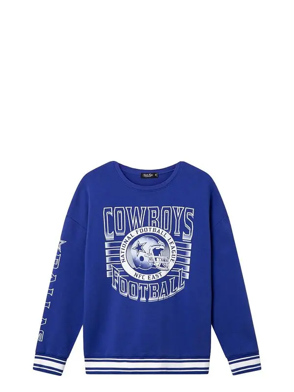 Junk Food Clothing Dallas Cowboys Striped Rib Crew Fleece Sweatshirt - Liberty