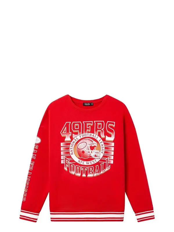 Junk Food Clothing San Francisco 49ers Striped Rib Crew Fleece Sweatshirt - Licorice