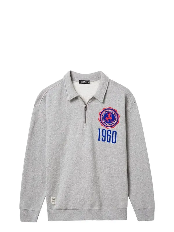 Junk Food Clothing New England Patriots Flocked Quarter Zip Sweatshirt - Heather Grey
