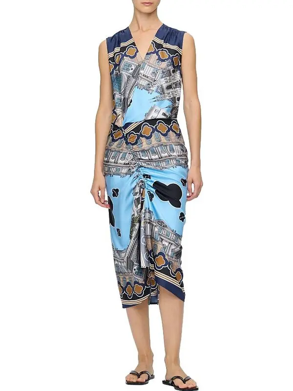 CALLAS MILANO Agnes Sleeveless Draped Dress - Mare