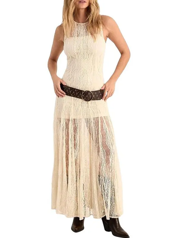 Nasty Gal Lace Godet Hem Maxi Dress - Cream