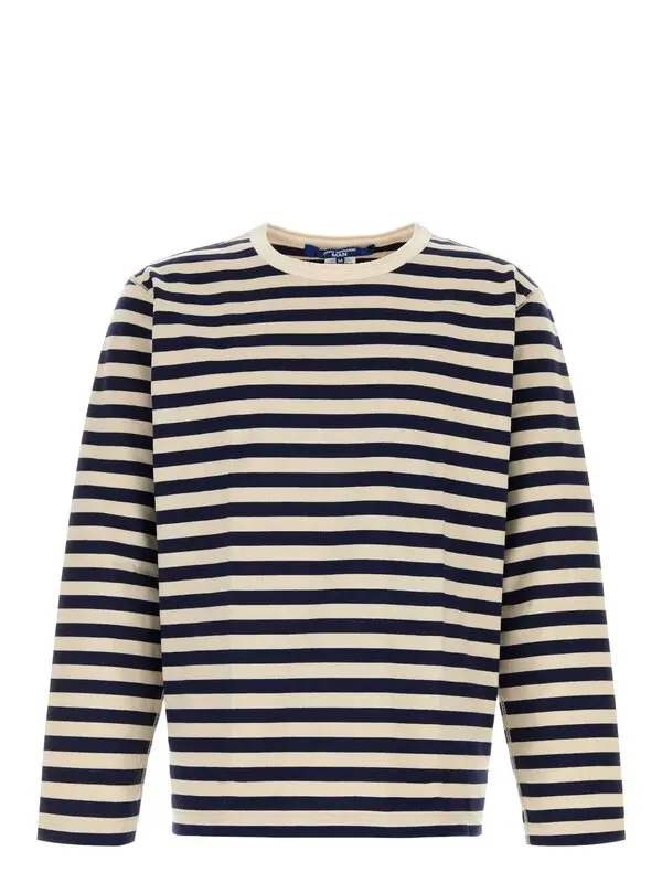 Junya Watanabe Embroidered Cotton T-shirt With Striped Detail For - Stripped