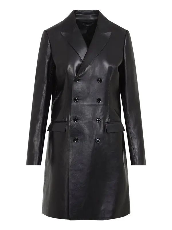 TOM FORD Silky Guantania Leather Sartorial Peacoat - Black