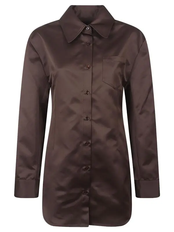 THE FRANKIE SHOP Cinch Dress In Satin Fabric - Brown