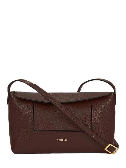 WANDLER Mini Leather Handbag With Adjustable Shoulder Strap 19.5 X 13.5 X 7 Cm - Brown