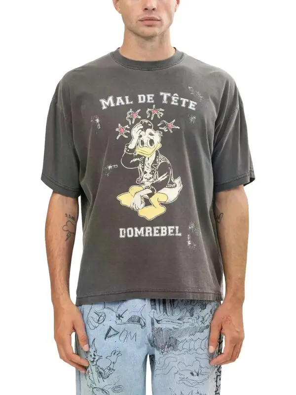 DOMREBEL Graphic-print Cotton T-shirt - Grey
