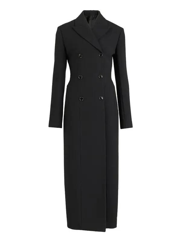 Alaïa Tailored Wool Blend Crepe Coat - Noir