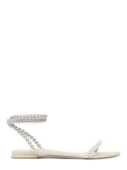 ZENA ZIORA Lady Antoinette Pearl Flat Sandal - Ivory