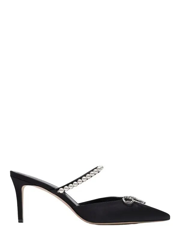 ZENA ZIORA Philippa 75 Pearl Stiletto Mule - Black