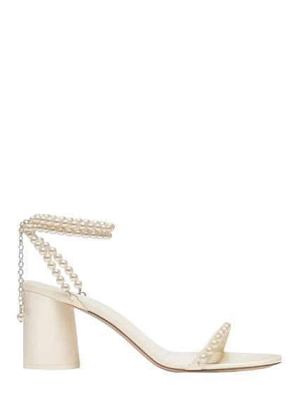 ZENA ZIORA Lady Antoinette 60 Pearl Block Heel Sandal - Ivory