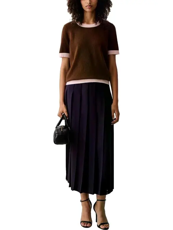 Luisa Spagnoli Casilda Contrast-trim Short-sleeve Sweater - Brown