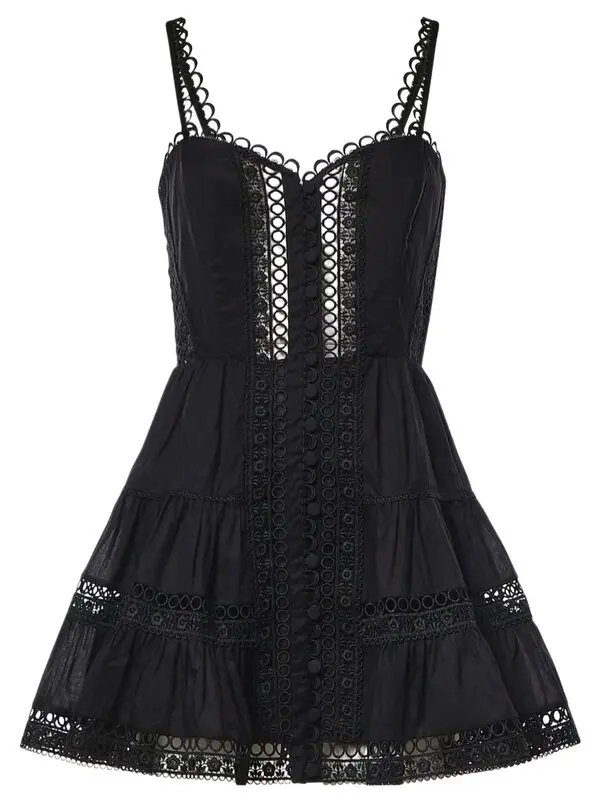 Charo Ruiz Ibiza Lace-trim Ruffled Dress - Black