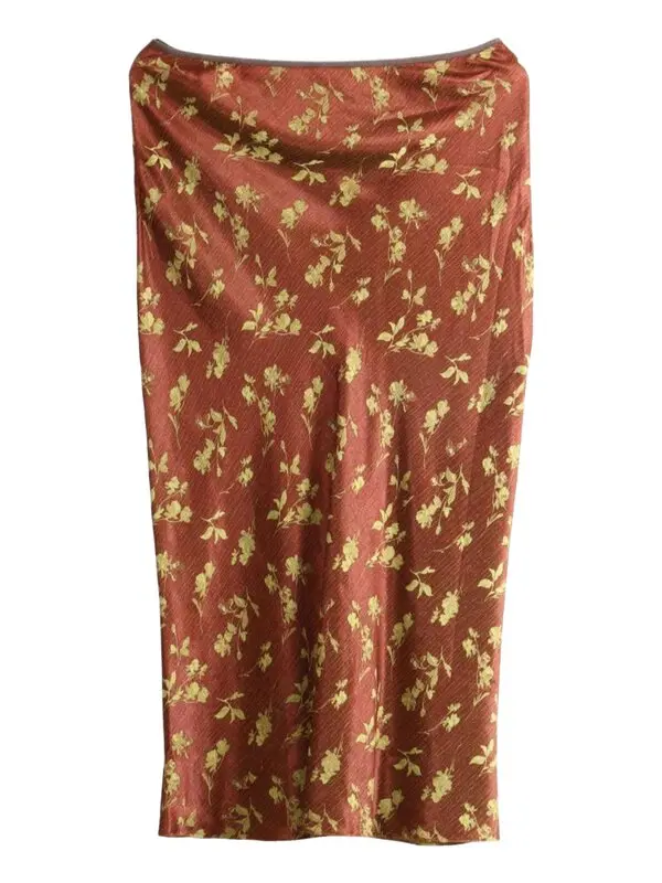 Dries Van Noten Jacquard Midi Skirt - Rust