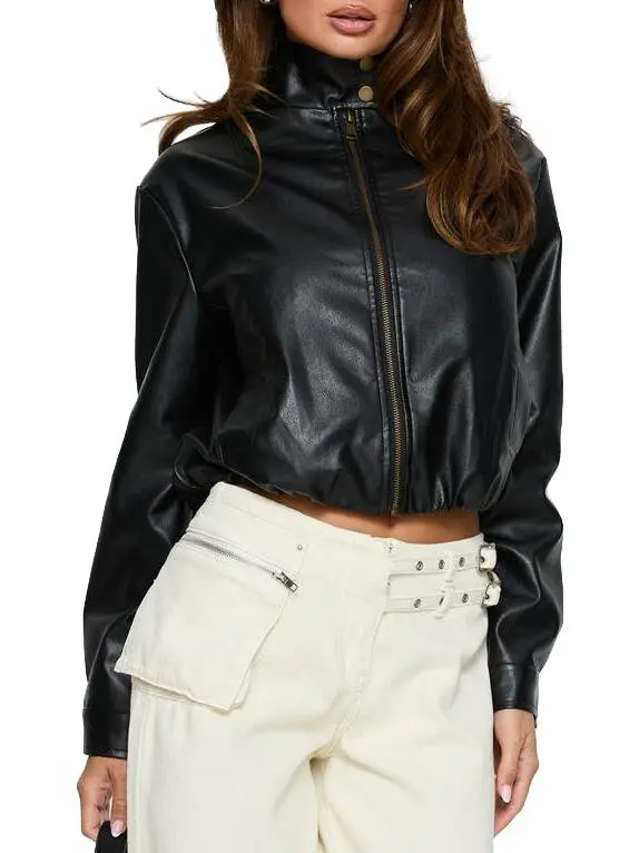 Princess Polly Monay Faux Leather Jacket - Black