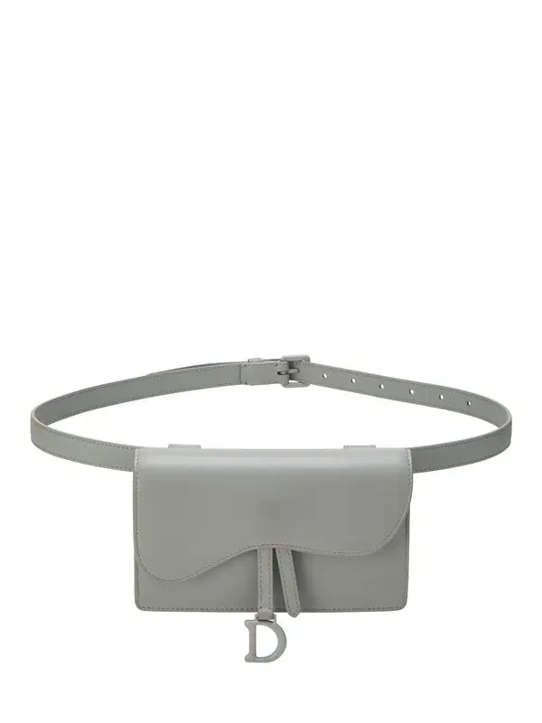 Dior Lambskin Leather Saddle Belt Pouch - Grey