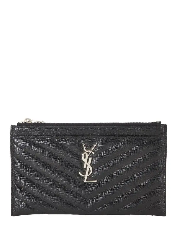 Saint Laurent Grainy Chevron Zip Pouch - Black