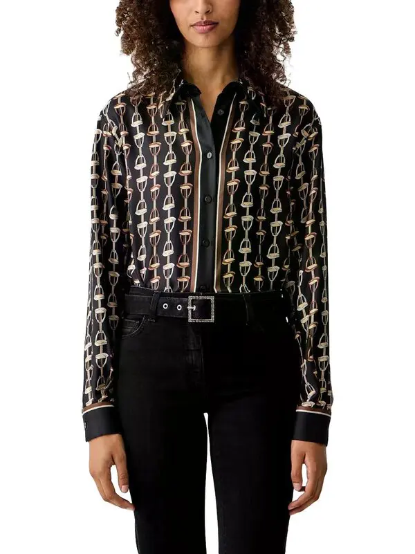 Luisa Spagnoli Lusia Stirrup-print Button-up Shirt - Black