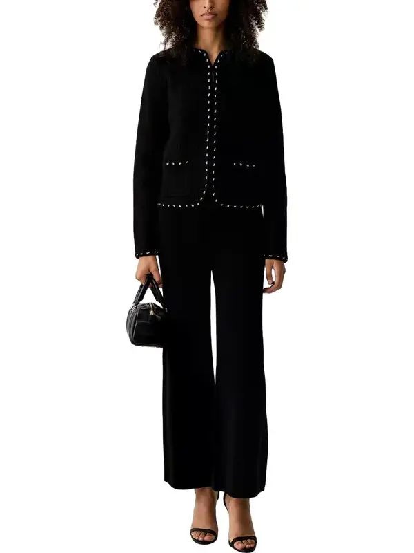 Luisa Spagnoli Modine Fine-knit Wide-leg Trousers - Black