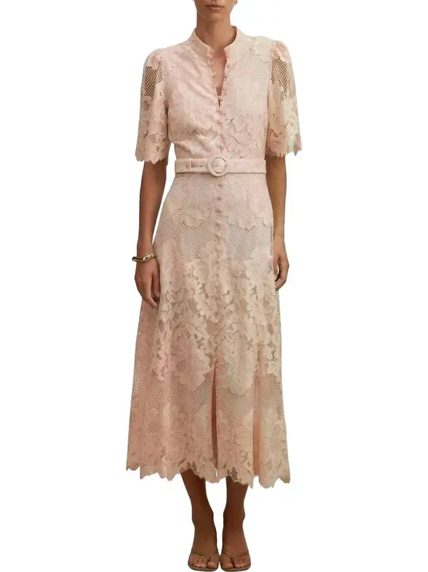 EVER NEW Liberty Lace Flutter-sleeve Midi Dress - Pink