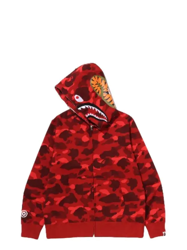 A BATHING APE Color Camo Shark Full Zip Hoodie - Red