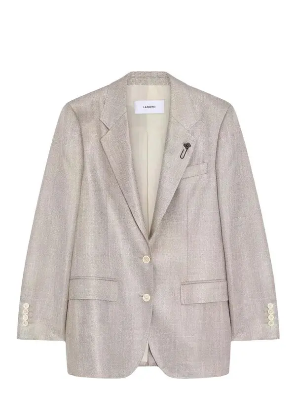 LARDINI Ivory Single-breasted Gabardine Blazer - White