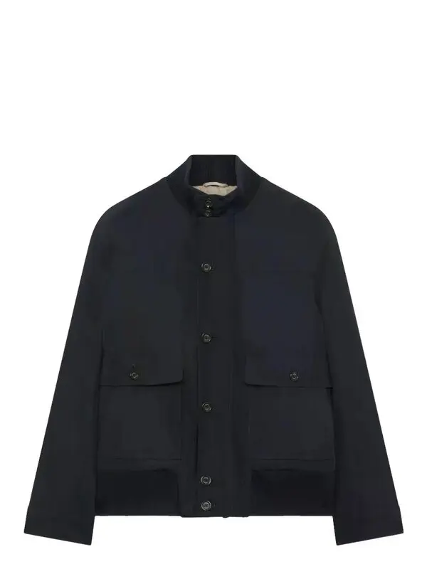 LARDINI Padded Knit-collar Jacket - Blue
