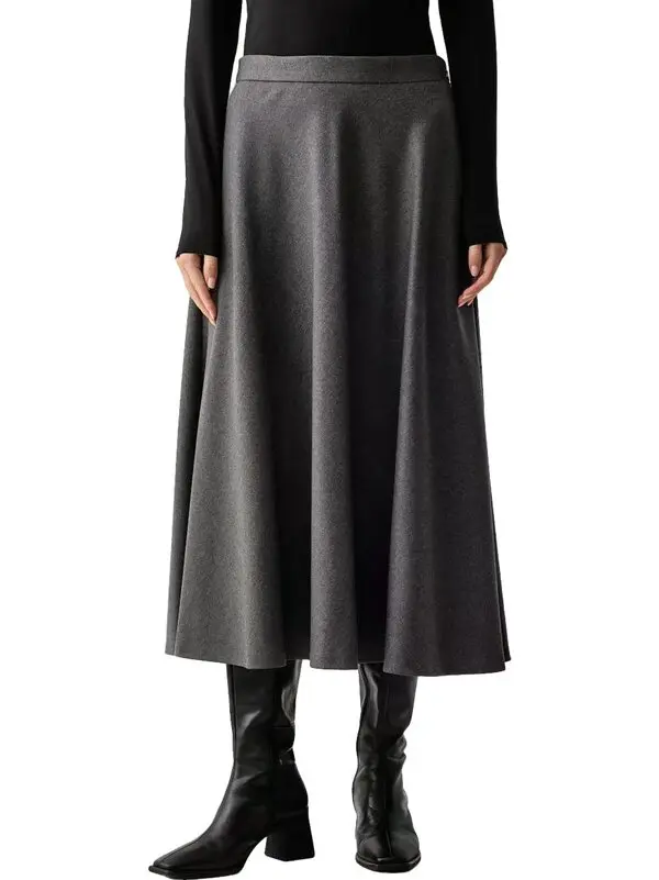 Luisa Spagnoli High-waisted A-line Midi Skirt - Grey