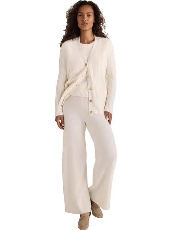HAVEN WELL WITHIN Cashmere Cable Knit Pants - Chiffon