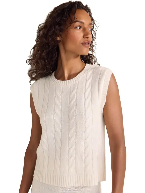 HAVEN WELL WITHIN Cashmere Cable Knit Tank Top - Chiffon